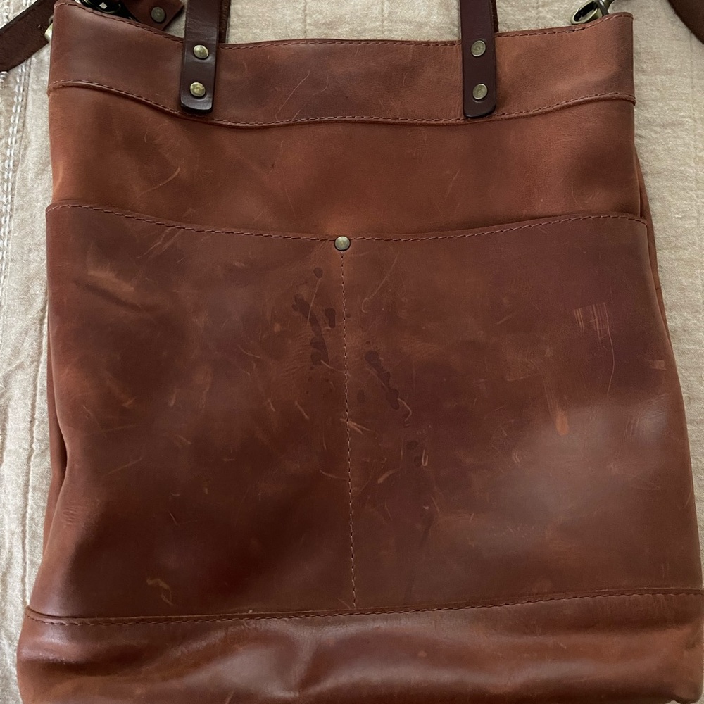 Full-Grain Brown Leather Convertible Bag - Gem